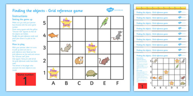 Grid References Game Set - coordinates game, set, game