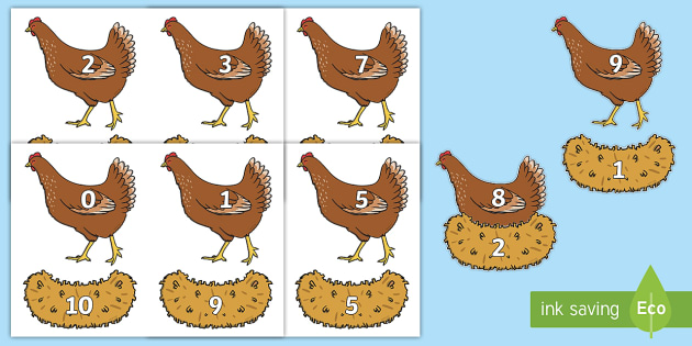 Hen and Nest Number Bonds to 10 Activity Sheets - EYFS, Early