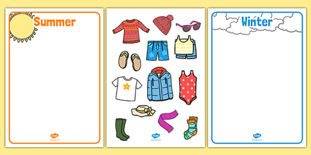 Winter and Summer Clothes Sorting Activity - winter, summer
