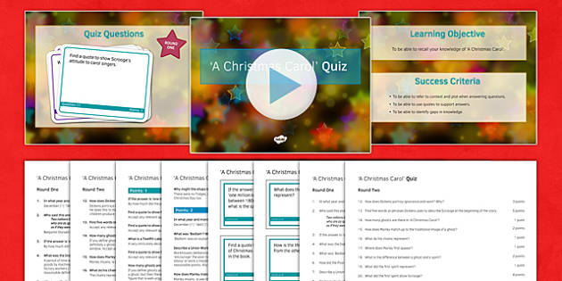A Christmas Carol Lesson Pack 10: Quiz (post reading)