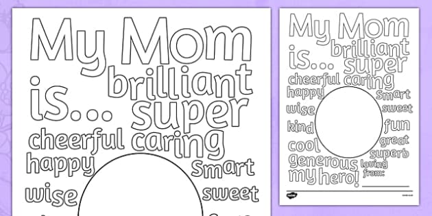 Mother's Day Describing Words Card - usa, mothers, day, words