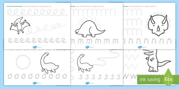 Dinosaur Pencil Control Activity Sheets - dinosaurs, dinosaur