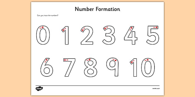 Number Formation Activity Sheet Number Formation Tracing