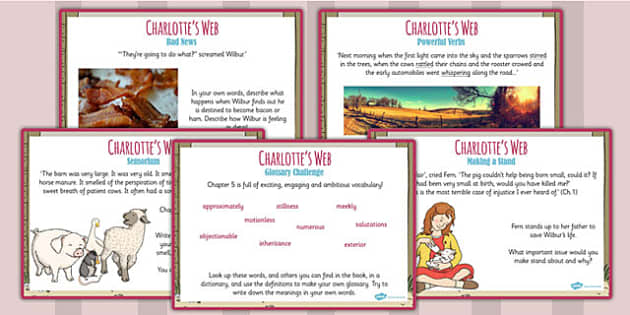 Charlotte's Web Challenge Posters - stories, KS2 story, display