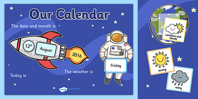 Space Themed Display Calendar - space, display calendar, space