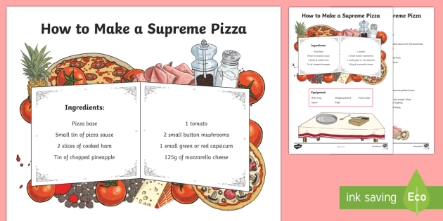 How To Make A Supreme Pizza Procedure Writing Sample Literacy