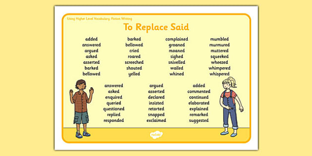 Using Higher Level Vocabulary 'Replace Said' Word Mat - words to