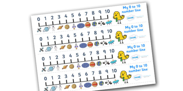 0-10 Number Line (Space) - Counting, Numberline, Number line