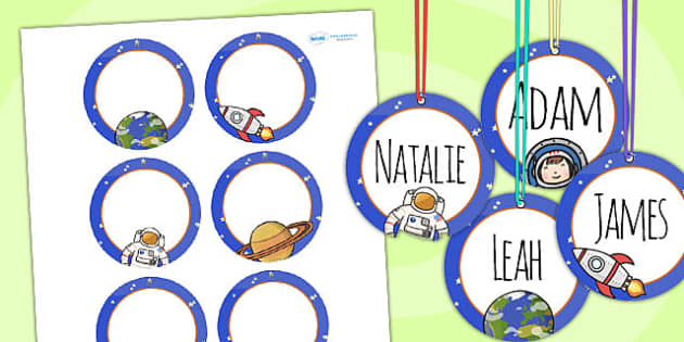 Space Themed Birthday Party Name Tags - parties, birthdays