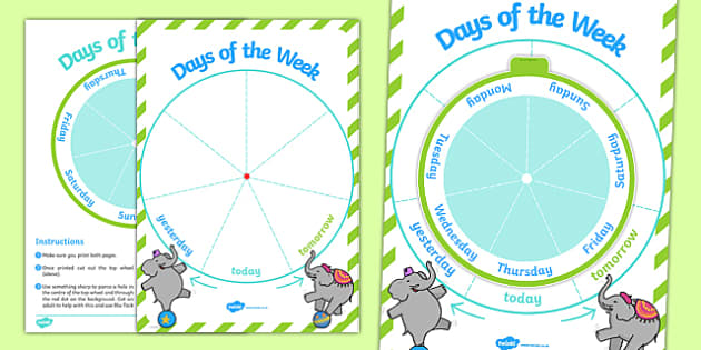 Days of the Week Sequencing Spin Wheel - days, week, spin, wheel