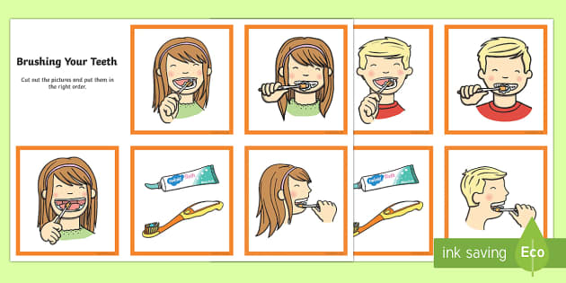 Brushing Your Teeth Sequencing Cards - brush, brushing teeth