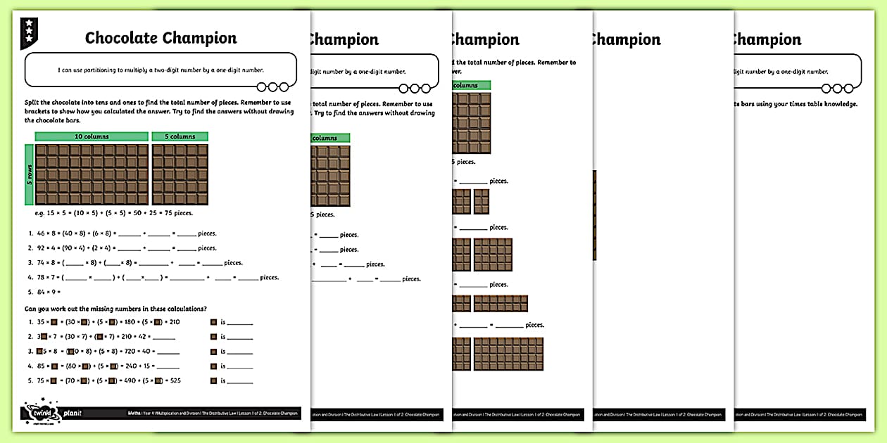 Using Partitioning Strategy To Multiply Worksheets Twinkl