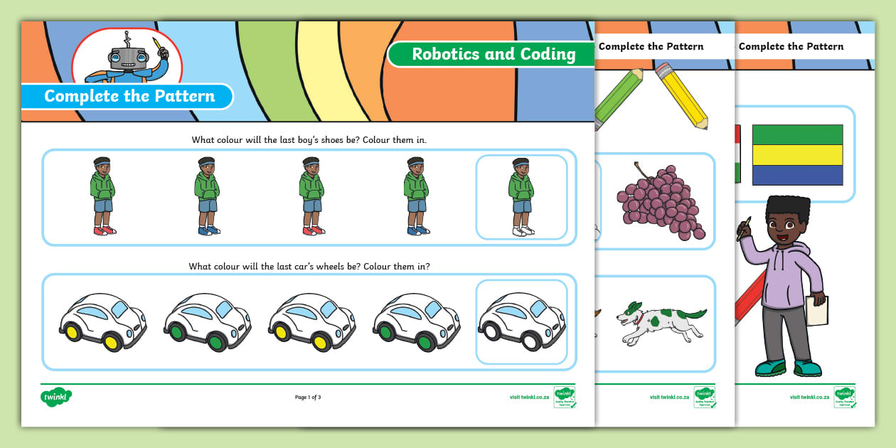 Robotics And Coding Complete The Colour Patterns Twinkl