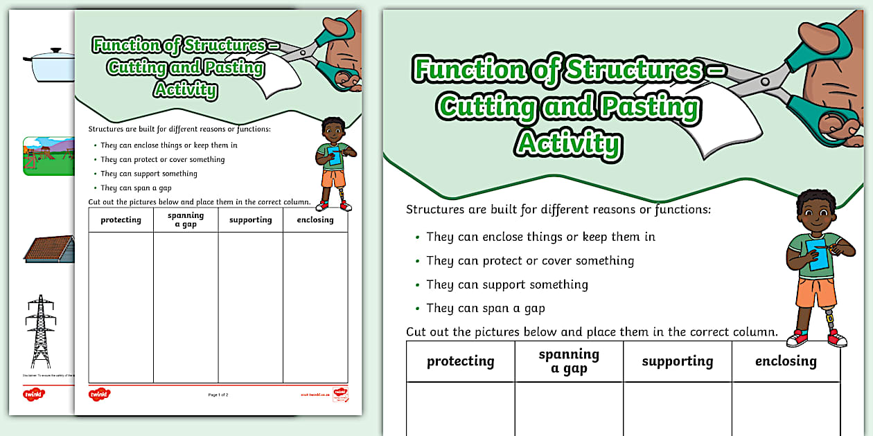 The Function Of Structures Cut And Paste Activity Sheet