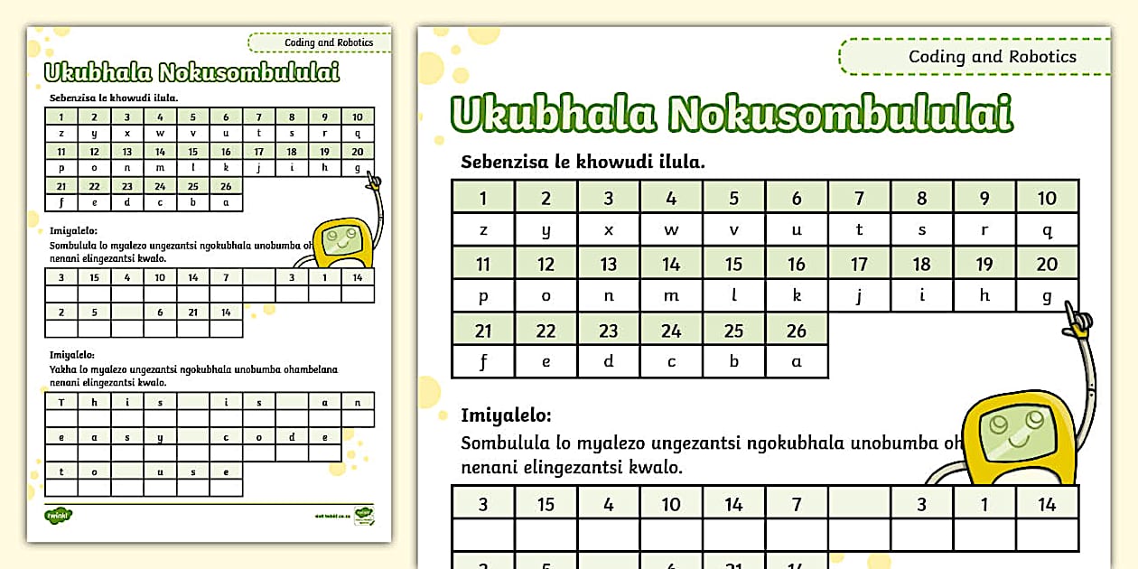 Grade 3 Robotics And Coding Simple Numerical Code IsiXhosa