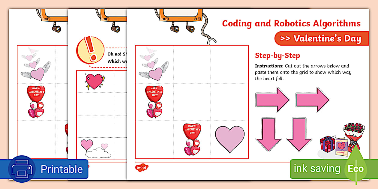 Grade 1 Robotics And Coding Valentine S Day Algorithms