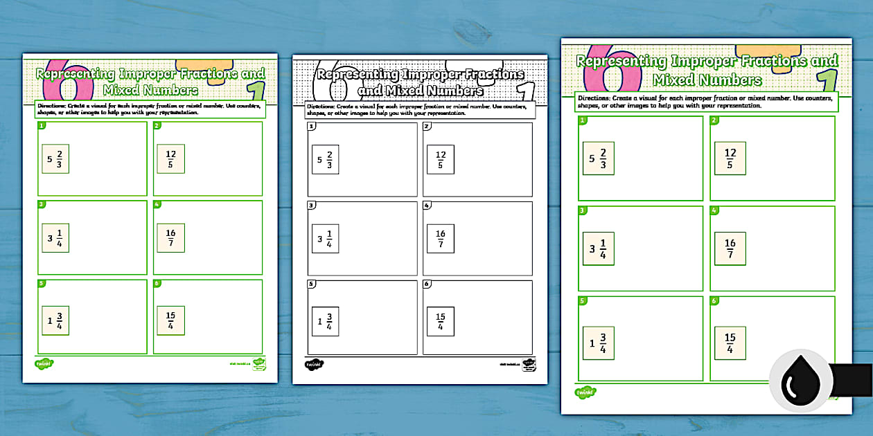 NEW Representing Improper Fractions And Mixed Numbers Grade 5 Activity
