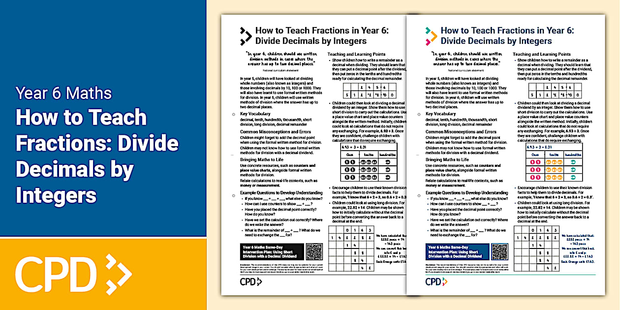 How To Teach Fractions In Year 6 Divide Decimals By Integers