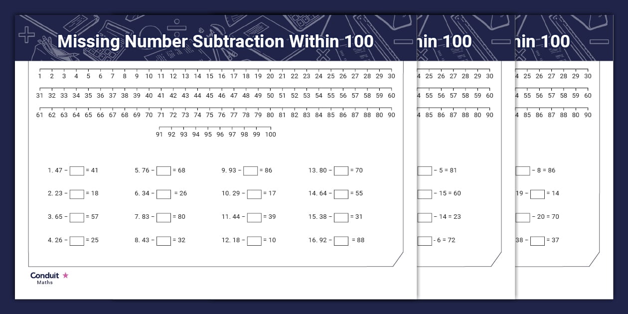 Reinforcing Number Subtraction Within 100 Activity Twinkl