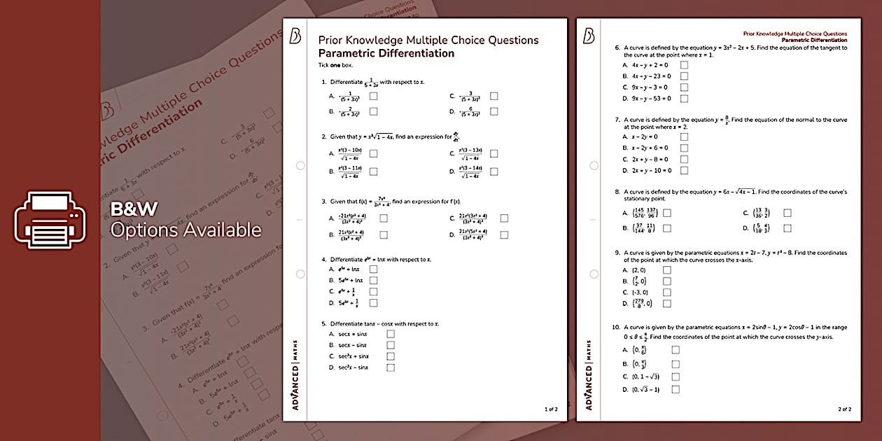 Parametric Differentiation Prior Knowledge Multiple Choice Questions