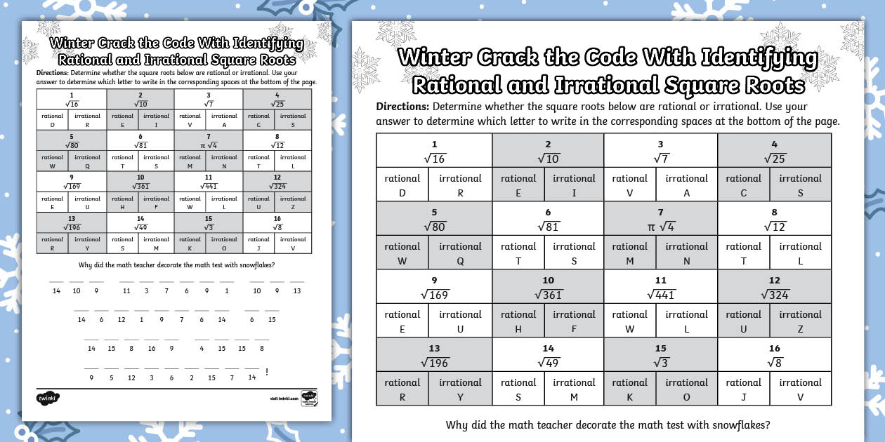 Winter Joke Crack The Code With Identifying Rational And Irrational Square