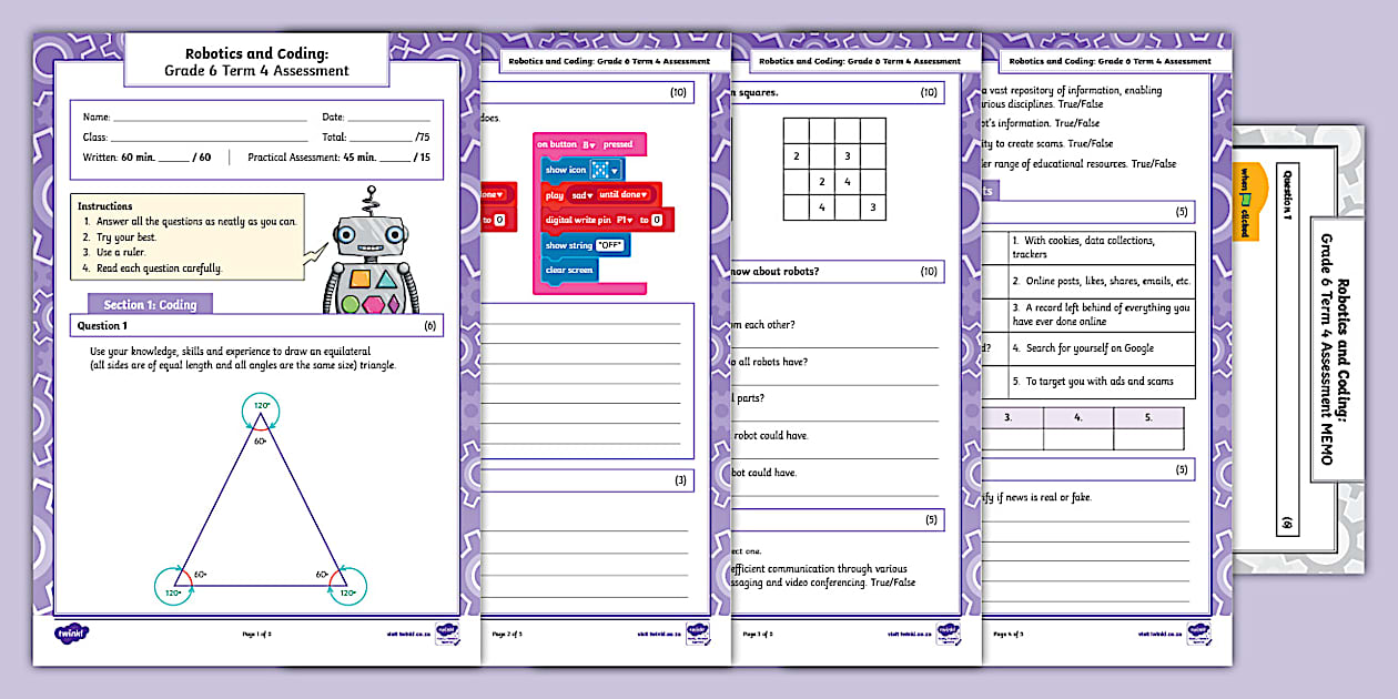 Robotics And Coding Grade 6 Term 4 Assessment Twinkl