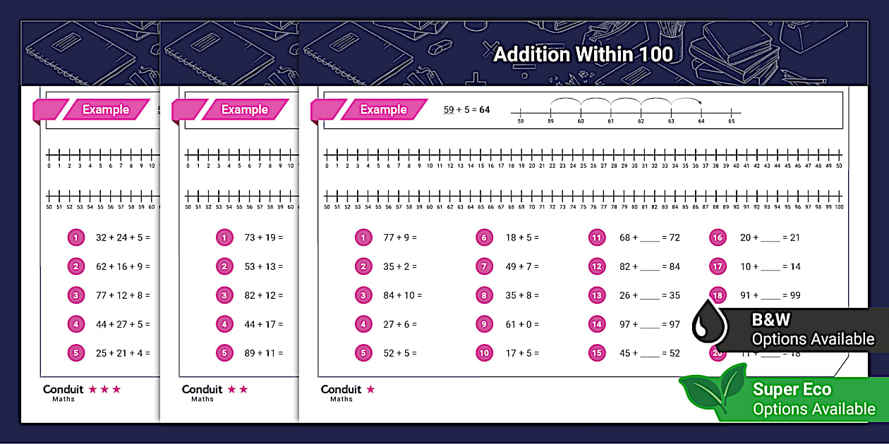 Reinforcing Number Addition To 100 Differentiated Activity