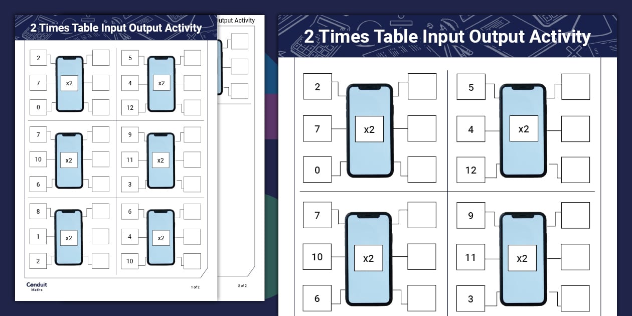Reinforcing Number 2 Times Table Input Output Activity