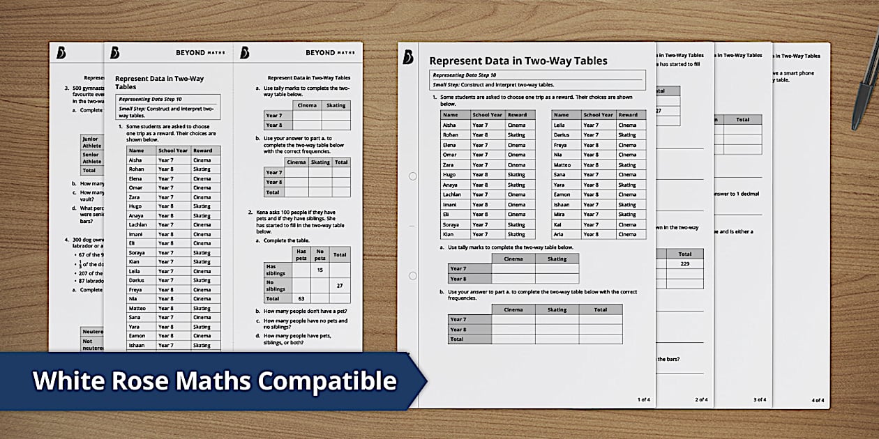 Represent Data In Two Way Tables Professor Feito