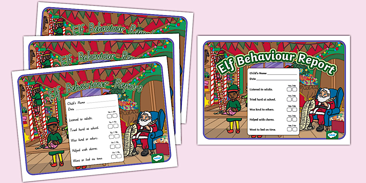 Elf Behaviour Tracker Checklist Display Poster Twinkl