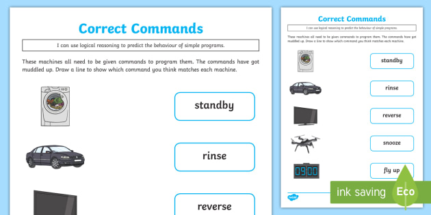KS1 Correct Commands Worksheet Worksheet Teacher Made