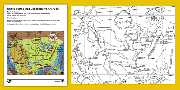 United States Map Collaborative Art Pack Teacher Made