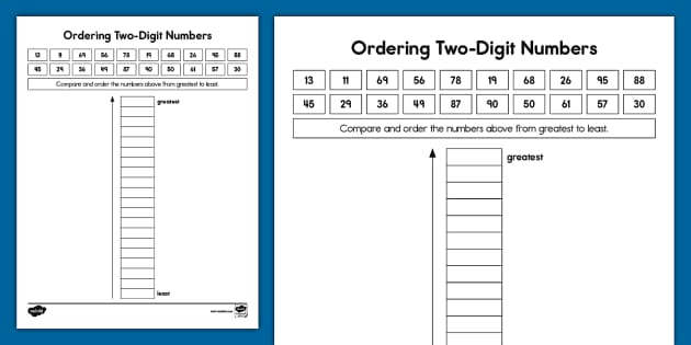Second Grade Ordering Two Digit Numbers Teacher Made