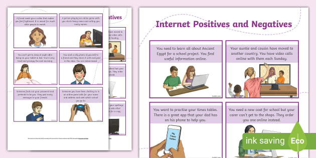 Internet Positives And Negatives LKS2 Sorting Cards Twinkl