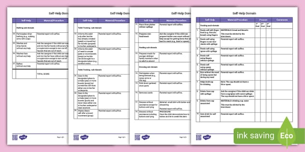 RECCD Checklist Self Help Domain Philippines Twinkl