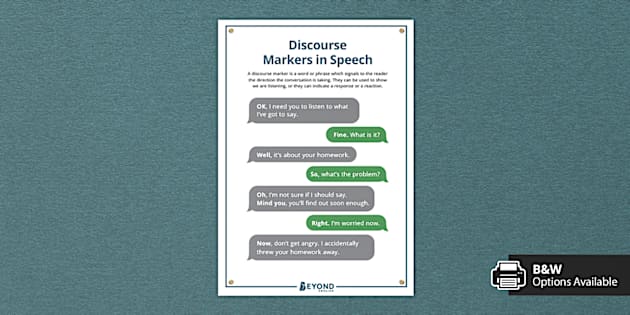 Oracy Discourse Markers In Speech Display Poster Twinkl