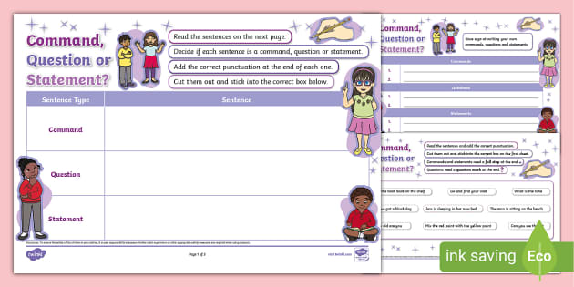 Commands Questions And Statements Sorting Activity Twinkl