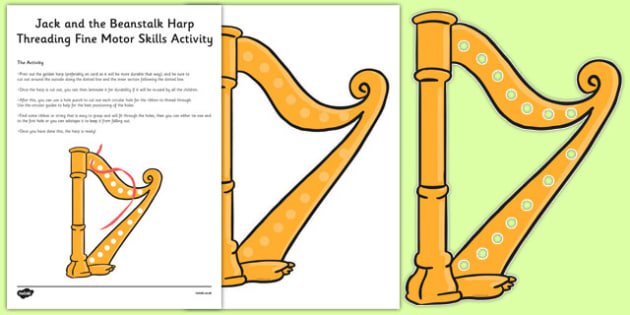 Jack and the Beanstalk Harp Threading Fine Motor Skills Activity