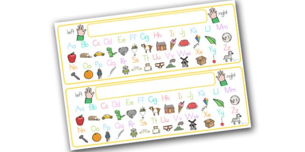 Alphabet Desk Strip With Pictures - alphabet, a-z, visual aids