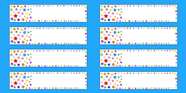 Multicoloured Stars Editable Gratnell Tray Labels - label