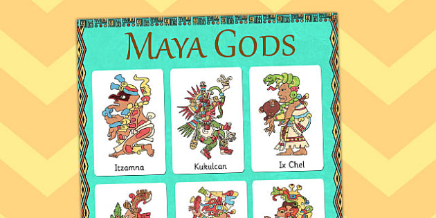 Maya Gods Vocabulary Poster - mayans, ancient maya, mayan