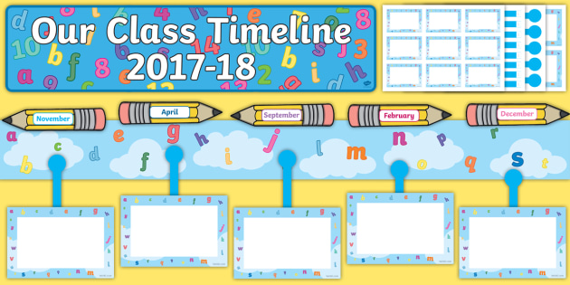 Our Class Timeline 2017 to 18 Letters and Numbers Themed Display