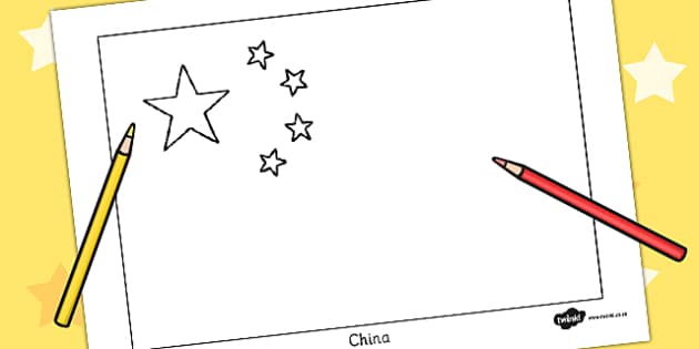 China Flag Colouring Sheet - china flag, colouring sheet