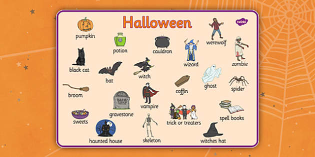 Halloween Word Mat - festival, key words, visual aid, writing