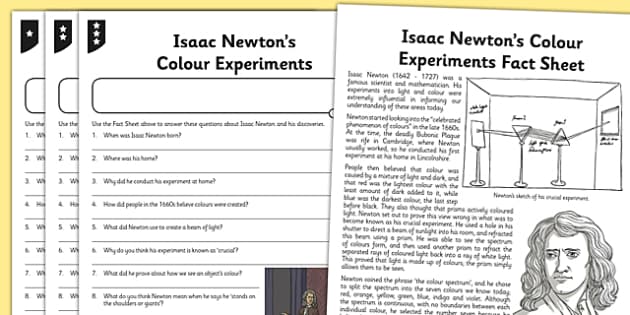 Sir Isaac Newton Worksheets
