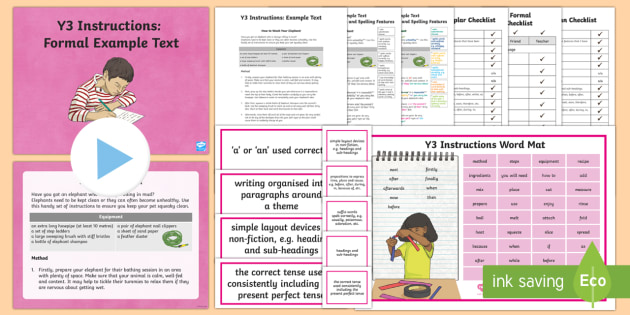 Y3 Instructions Example Text - Example Texts Y3, WAGOLL