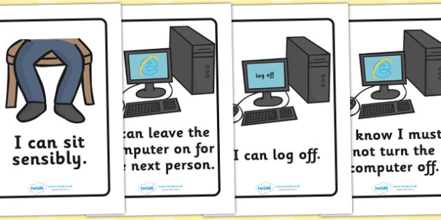 ICT Area Rules Posters - ICT Area, rules, classroom Area Signs