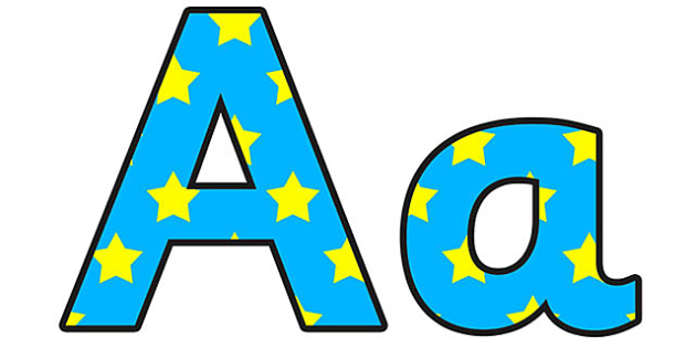 Blue And Yellow Stars A4 Display Lettering - blue, yellow