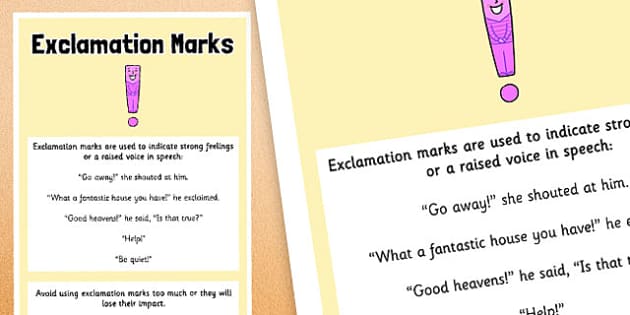 Exclamation Marks Punctuation Poster A2 - grammar, literacy