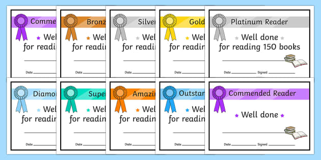 Editable Book Reading Certificates - Editable Book Reading